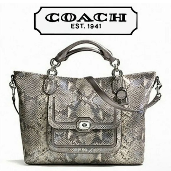 Coach | Bags | Coach Campbell Python Leather Izzy Satchel Bag Euc | Poshmark